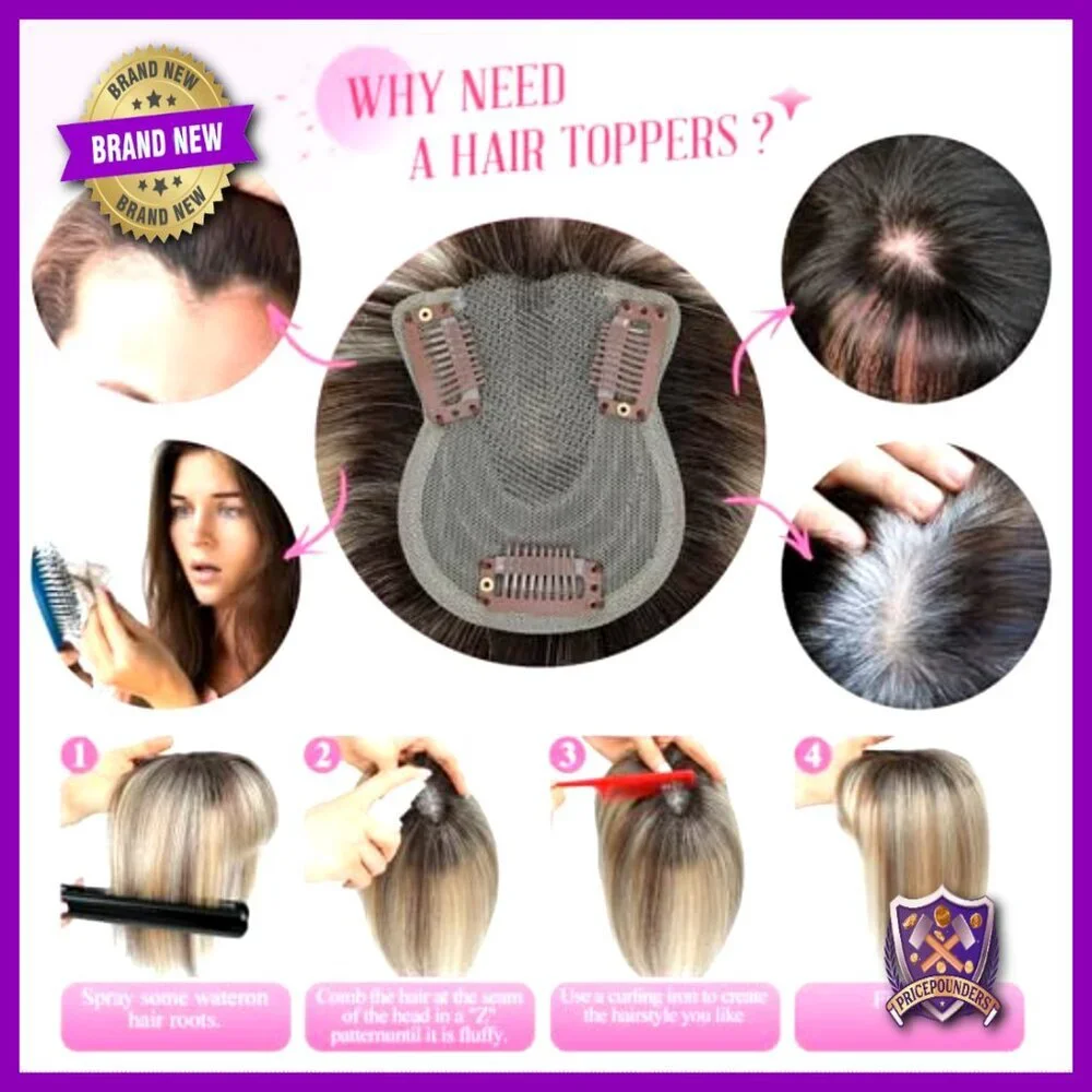 Accessories | Human Hair Topper With Bangs Swiss Lace Base Lightweight ...